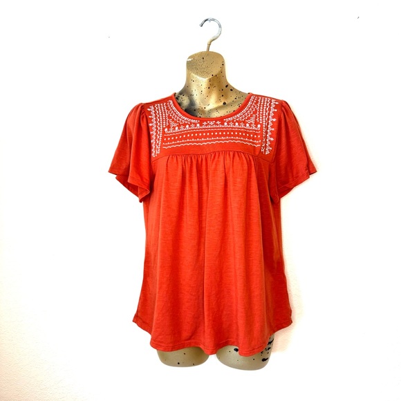 Amelise | Tops | Amelise Rust Orange Embroidered Peasant Top Boho ...